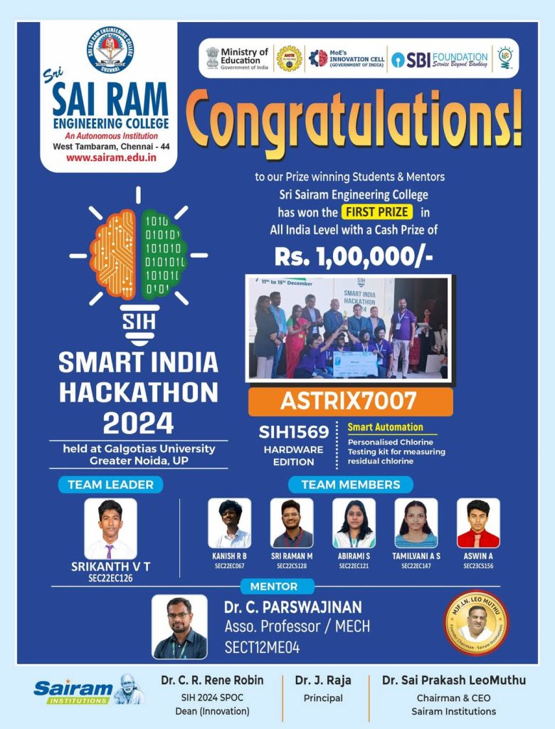 Smart India Hackathon – 2024 – Sairam Innovation